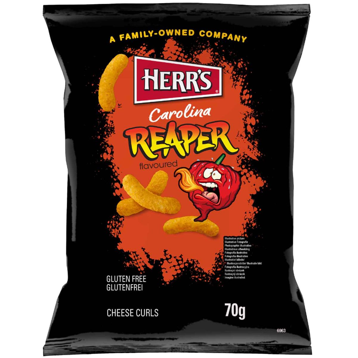 Kukurūzas čipsi HERR'S (CAROLINA REAPER CHEESE CURLS), 70g | Candy POP