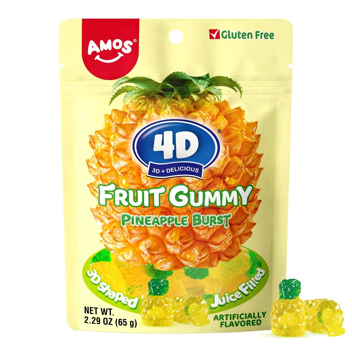 Żelki AMOS 4D (PINEAPPPLE BURST), 65g | Candy POP