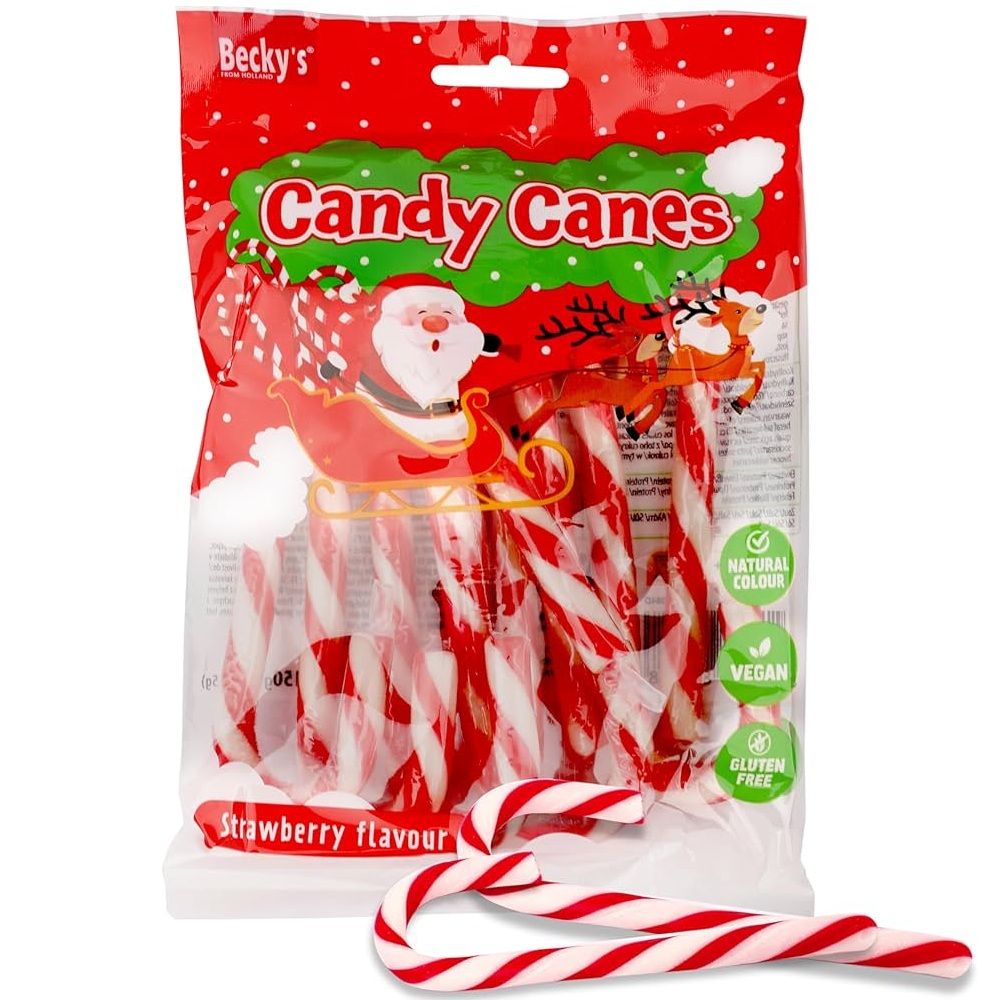 Ledinukai BECKY'S CANDY CANES (STRAWBERRY), 150g | Candy POP