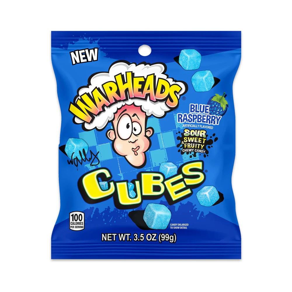 Chewy Candies WARHEADS CUBES (BLUE RASPBERRY), 99g | Candy POP