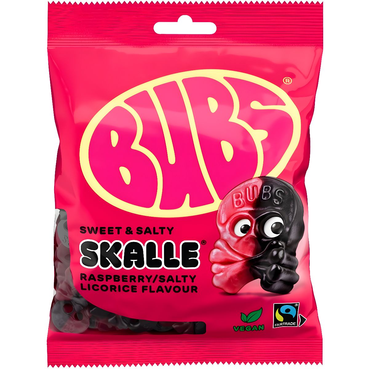 Želejas konfektes BUBS SKULLS (RASPBERRY SALTY LIQOURICE), 90g | Candy POP