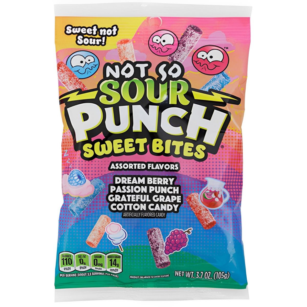 Kramtomi saldainiai SOUR PUNCH SWEET BITES (ASSORTED), 105g | Candy POP