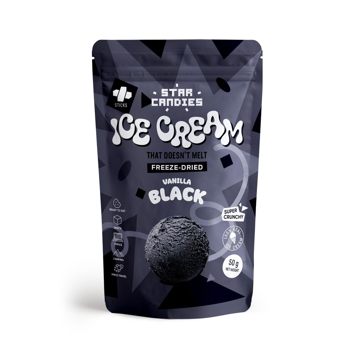 Lody liofilizowane STAR CANDIES (VANILLA BLACK), 50g | Candy POP